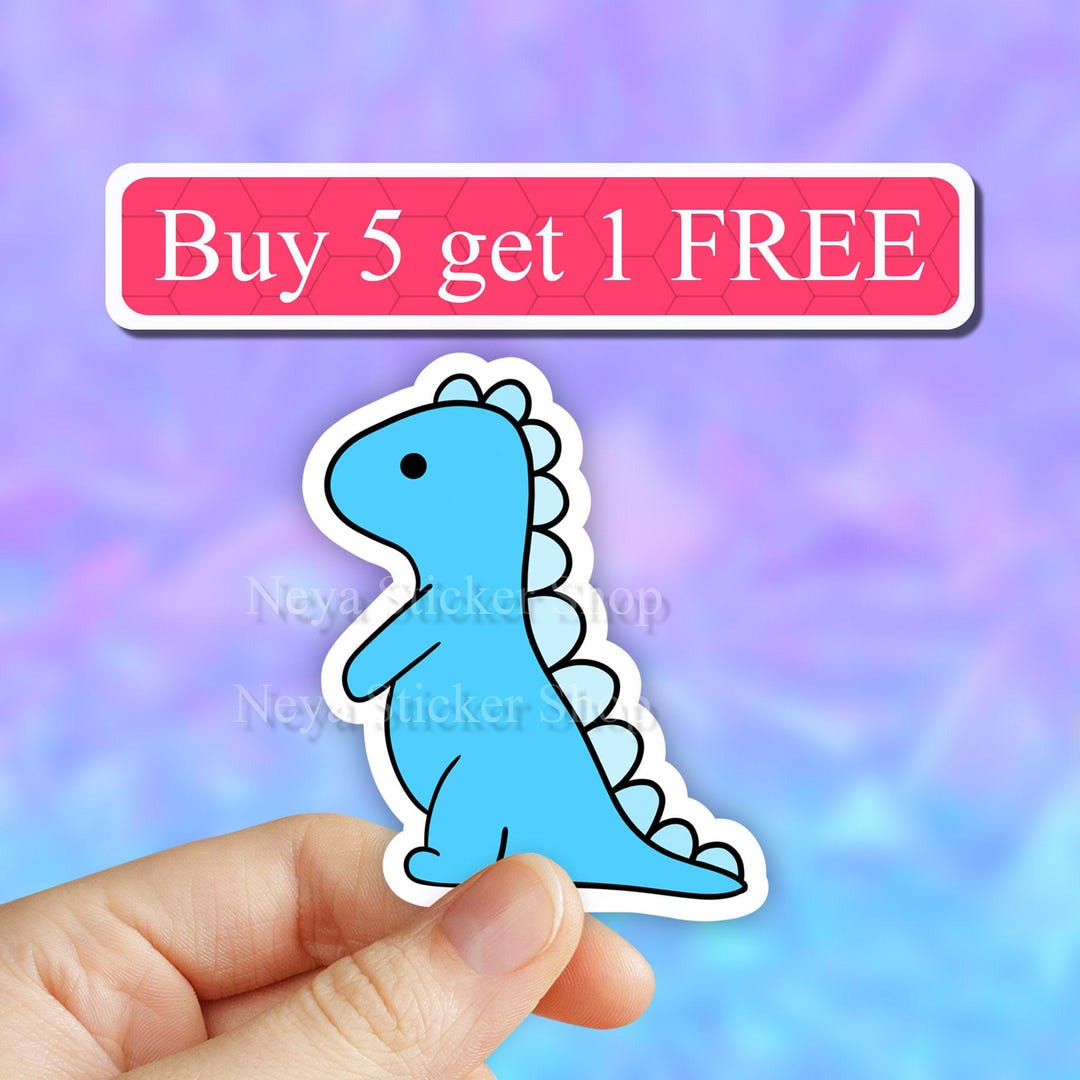 Cute Blue Dinosaur Sticker, Cute Dino Stickers, Laptop Stickers ...
