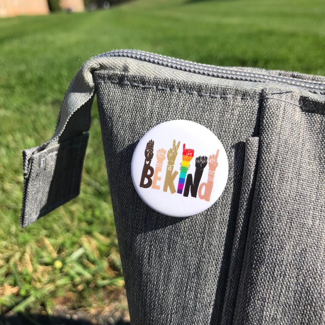 Be Kind Pin, Be Kind Sign Language Button, Trans Be Kind Button, Be ...