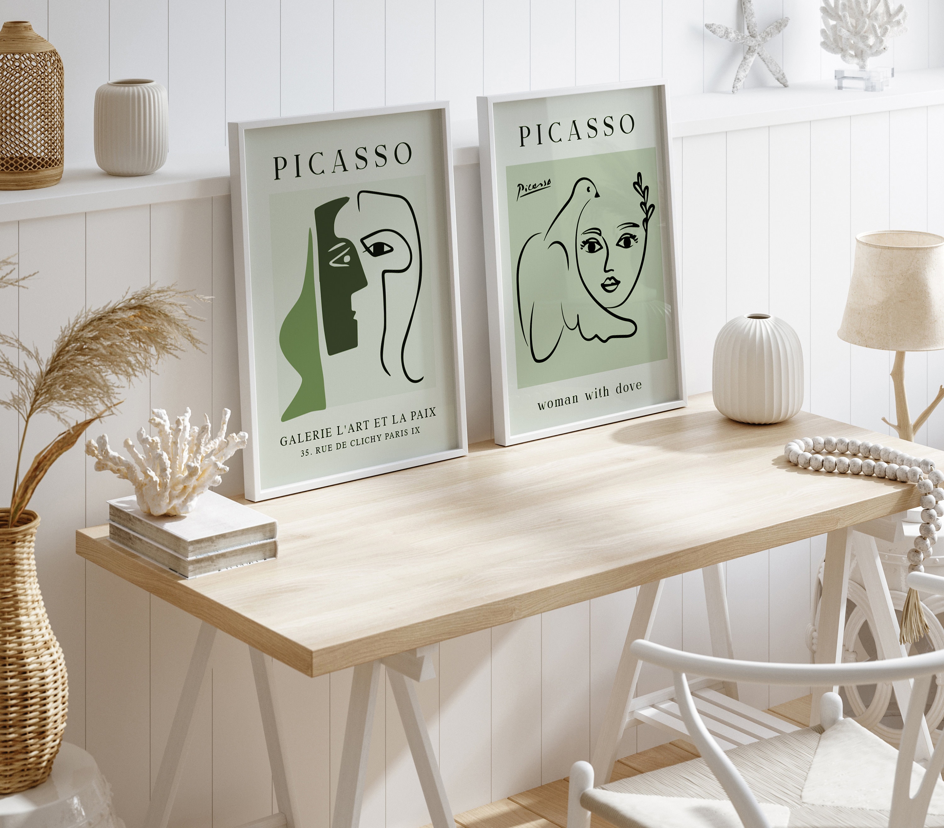Green-themed 6-piece Modern Frame Set | Henri Matisse, and Pablo ...