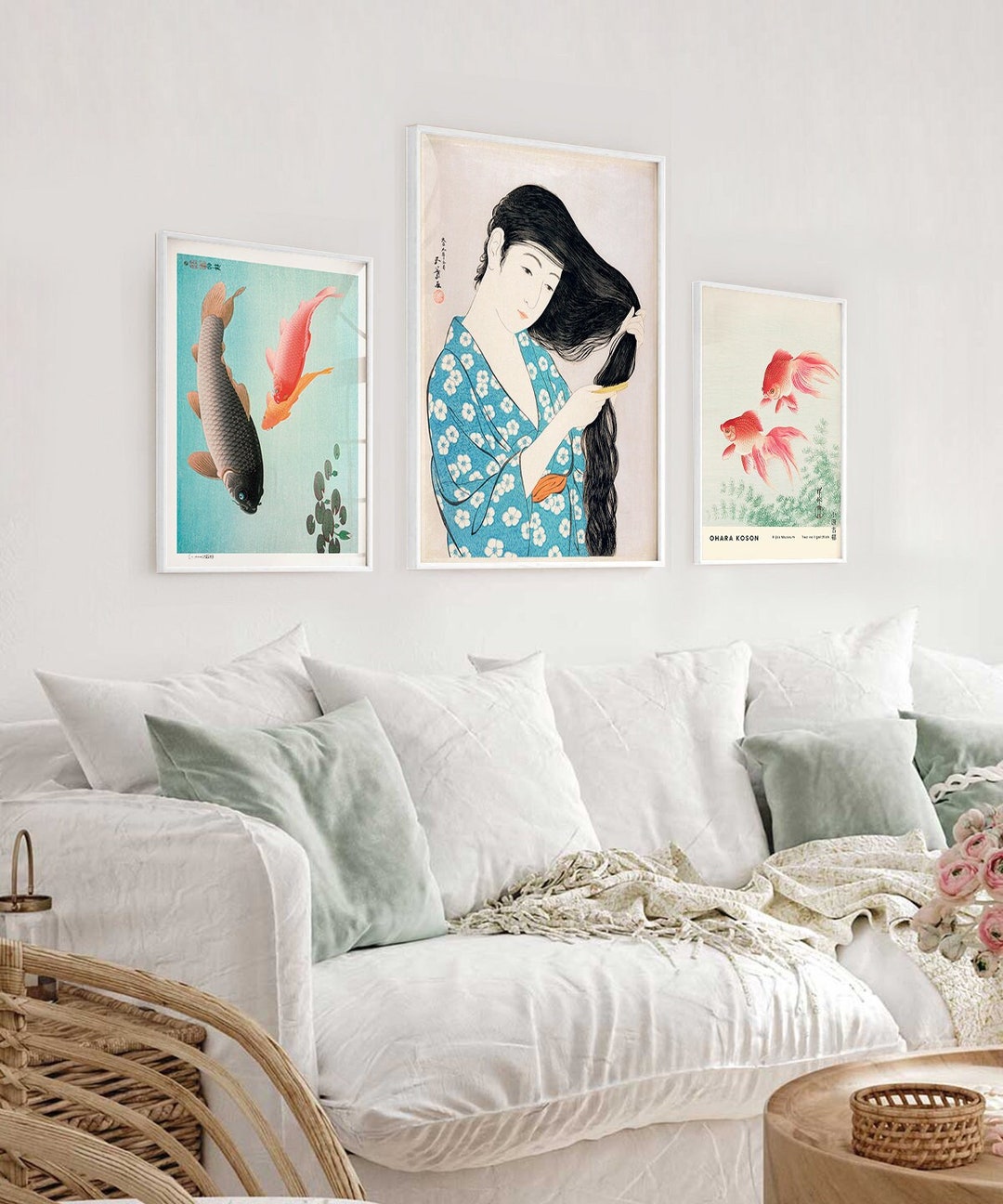 3-piece Japanese Frame Set With Ohara Koson and Hashiguchi Goyo ...