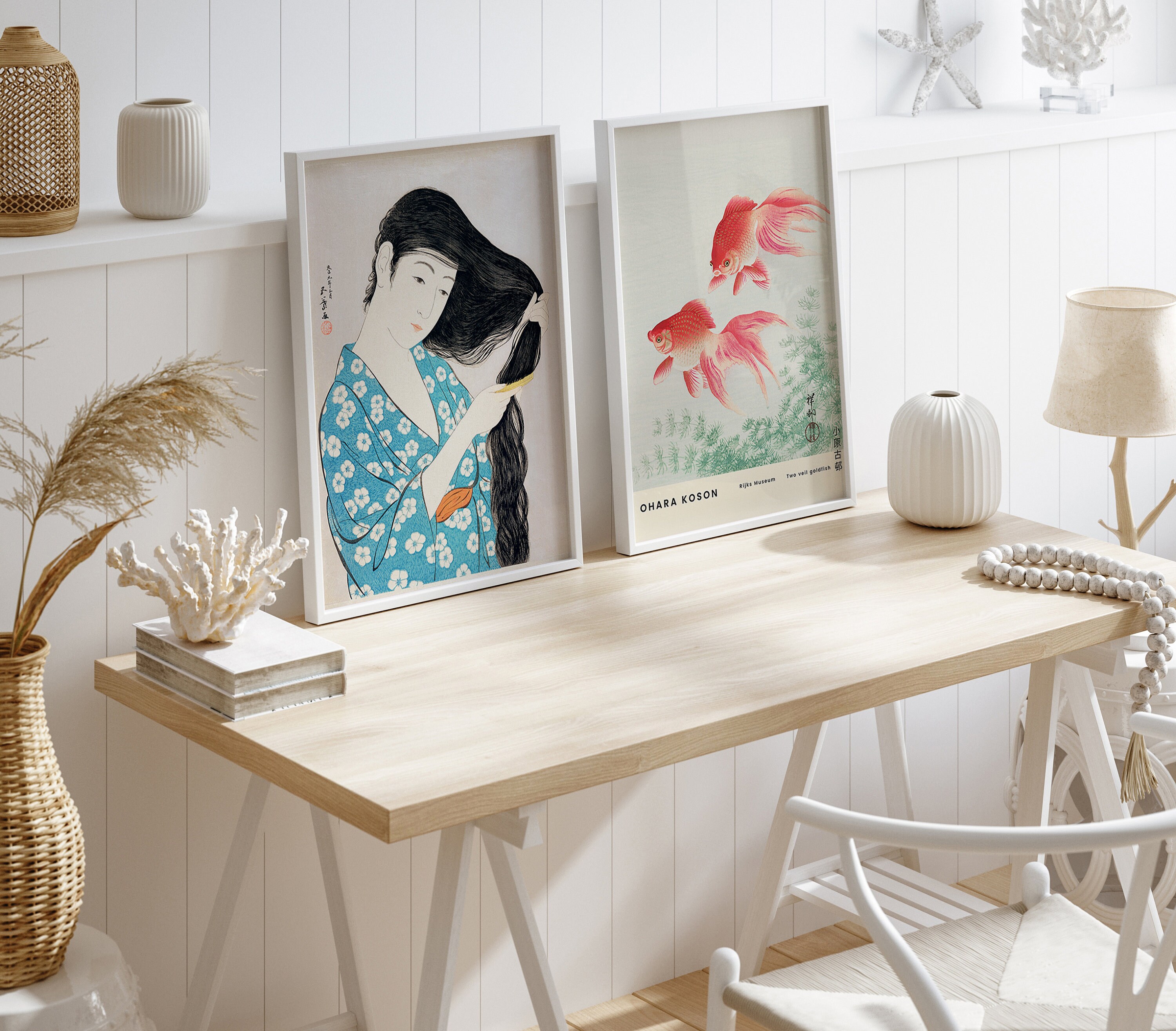 3-piece Japanese Frame Set With Ohara Koson and Hashiguchi - Etsy