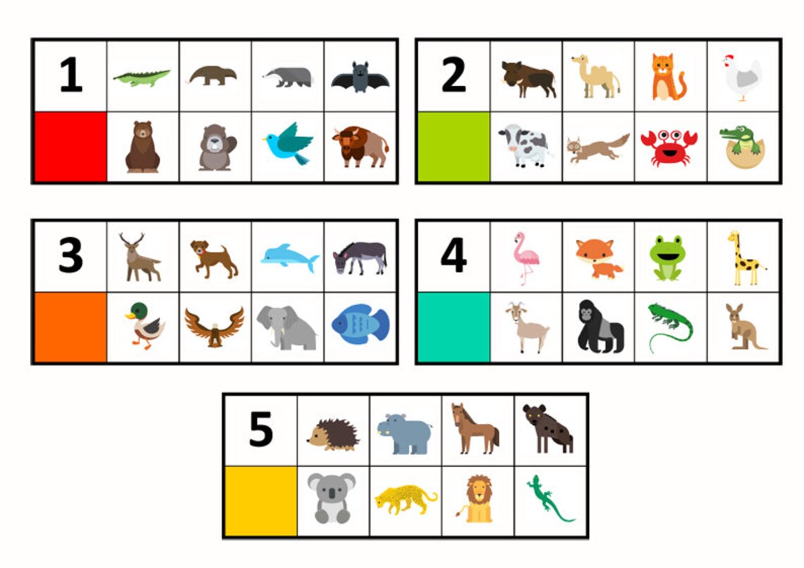 Animal Bingo, 10 Unique Printable Bingo Cards, Animal Game, Summer ...