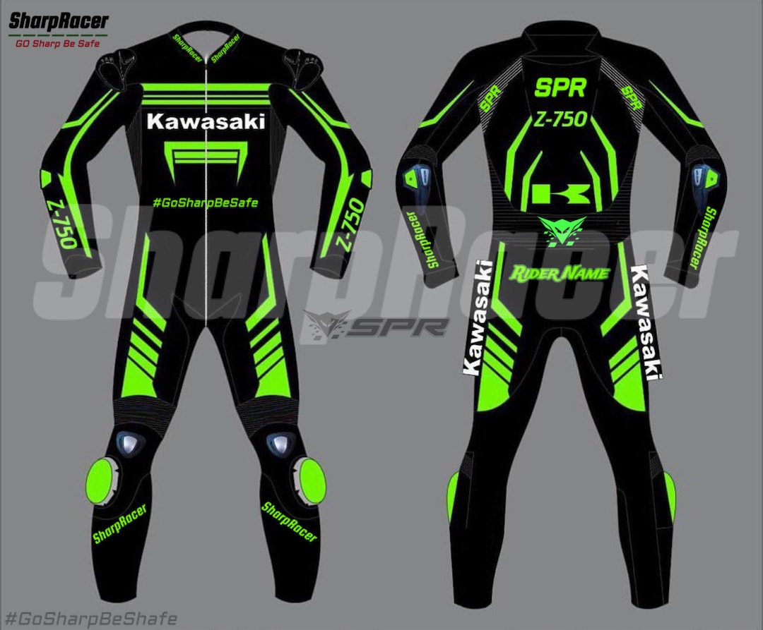 Kawasaki Motorbike Leather Racing Suit Motogp Motorcycle Racing Track ...