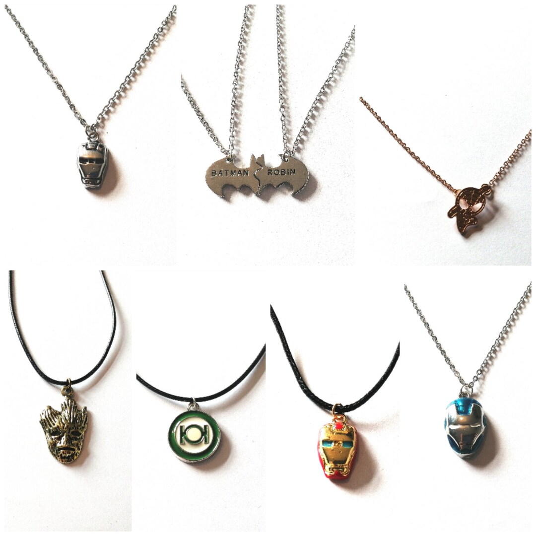 Superhero Necklace Bat and Robin Necklace Friendship - Etsy