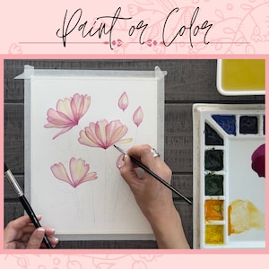 Transparent Flower Drawing Outline PDF Digital Download Coloring Page ...