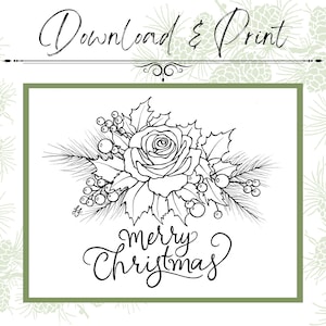 4x6 and 5x7 Christmas Rose Flower Arrangement Christmas Card Printable ...