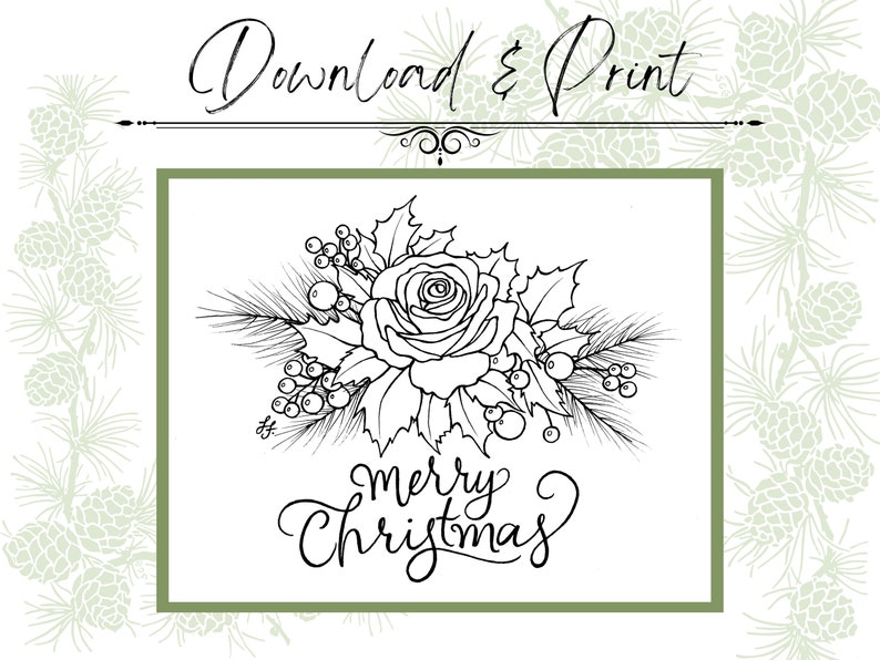 4x6 and 5x7 Christmas Rose Flower Arrangement Christmas Card Printable ...