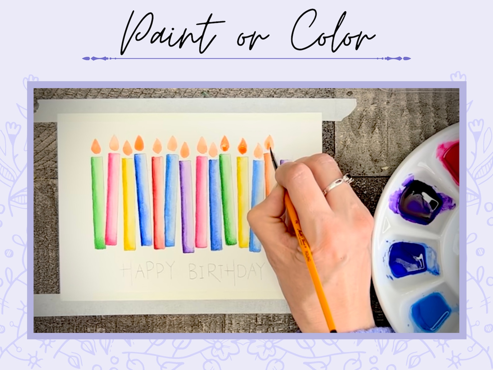 Candle Birthday Card Digital Printable Traceable Outline for Coloring ...