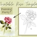 Rose Flower Drawing Outline/template! Color/paint Download Printable ...
