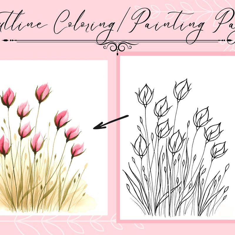 Rose Buds Drawing - Etsy UK