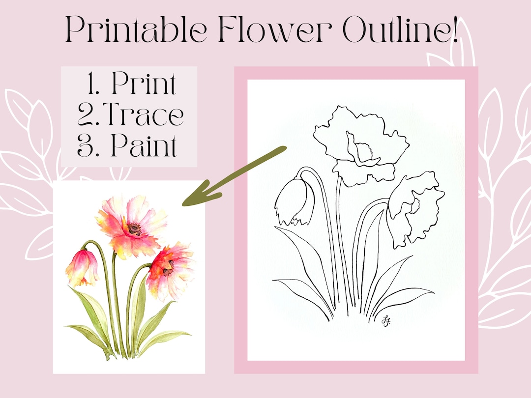 Outline Printable Flower Drawing for Painting And/or Coloring! Painting ...