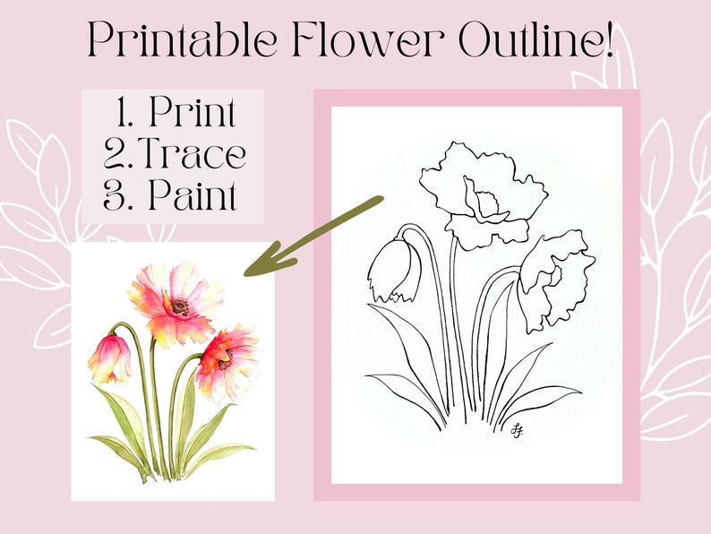 Outline Printable Flower Drawing for Painting And/or Coloring! Painting ...