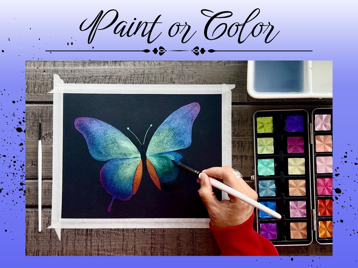 Metallic Butterfly Drawing Outline Template PDF Digital Printable ...