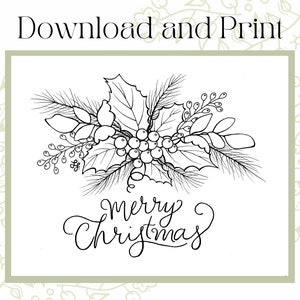 Christmas Card 4x6 AND 5x7 Drawing Outline DIY Digital PDF Download ...