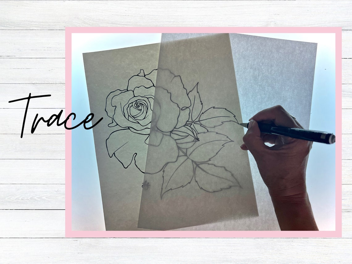 Rose Flower Drawing Outline/template Printable Traceable PDF - Etsy ...