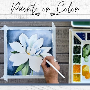 Magnolia Drawing Printable Traceable Template Outline Page for Coloring ...