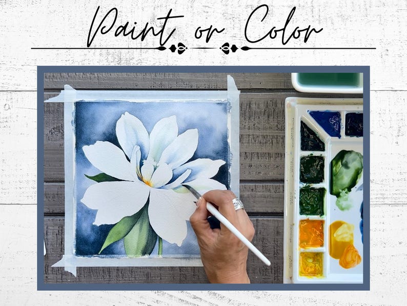 Magnolia Drawing Printable Traceable Template Outline Page for Coloring ...