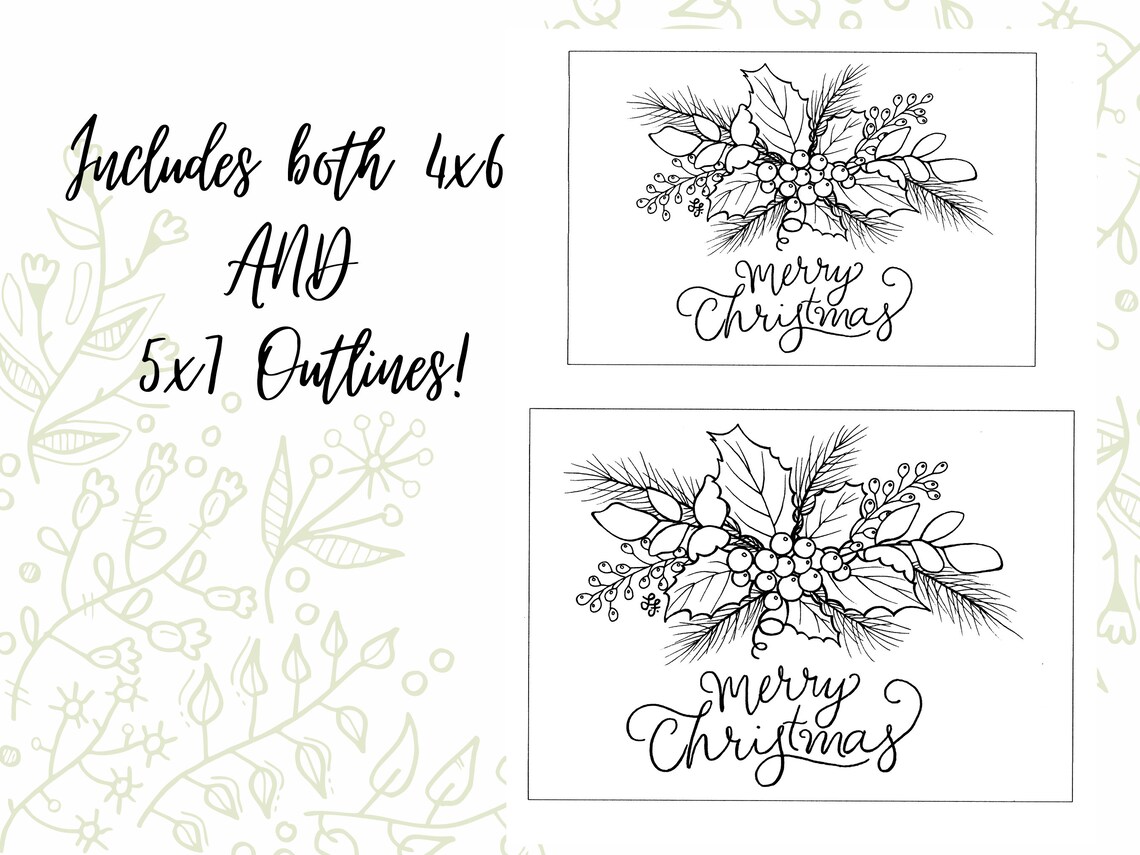 Christmas Card 4x6 AND 5x7 Drawing Outline DIY Digital PDF - Etsy Canada