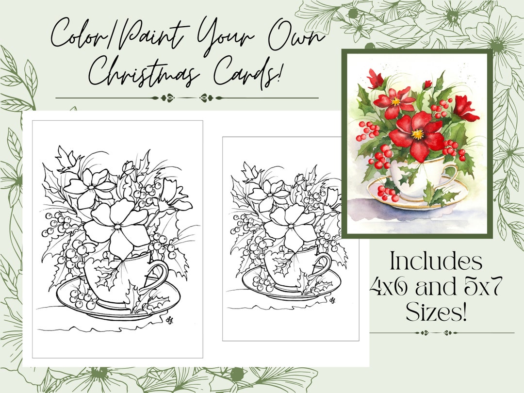 4x6 & 5x7 Christmas Card Templates Downloadable Printable Outlines to ...