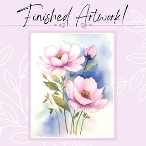 Soft Pink Flower 8x10 PDF Outline Template Drawing for Coloring ...