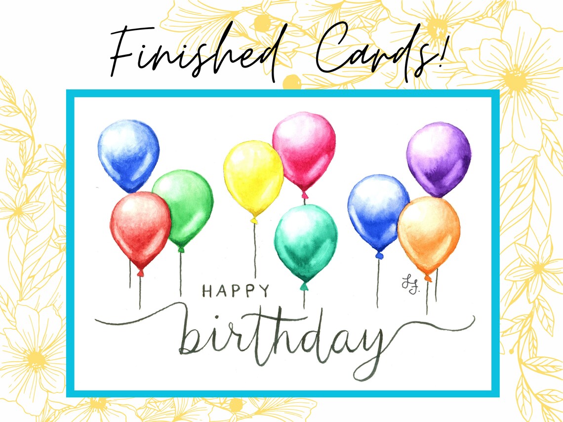 DIY Birthday Balloon Card 4x6 and 5x7 Traceable Outlines for Coloring ...