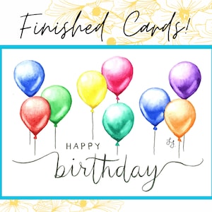 DIY Birthday Balloon Card 4x6 and 5x7 Traceable Outlines for Coloring ...
