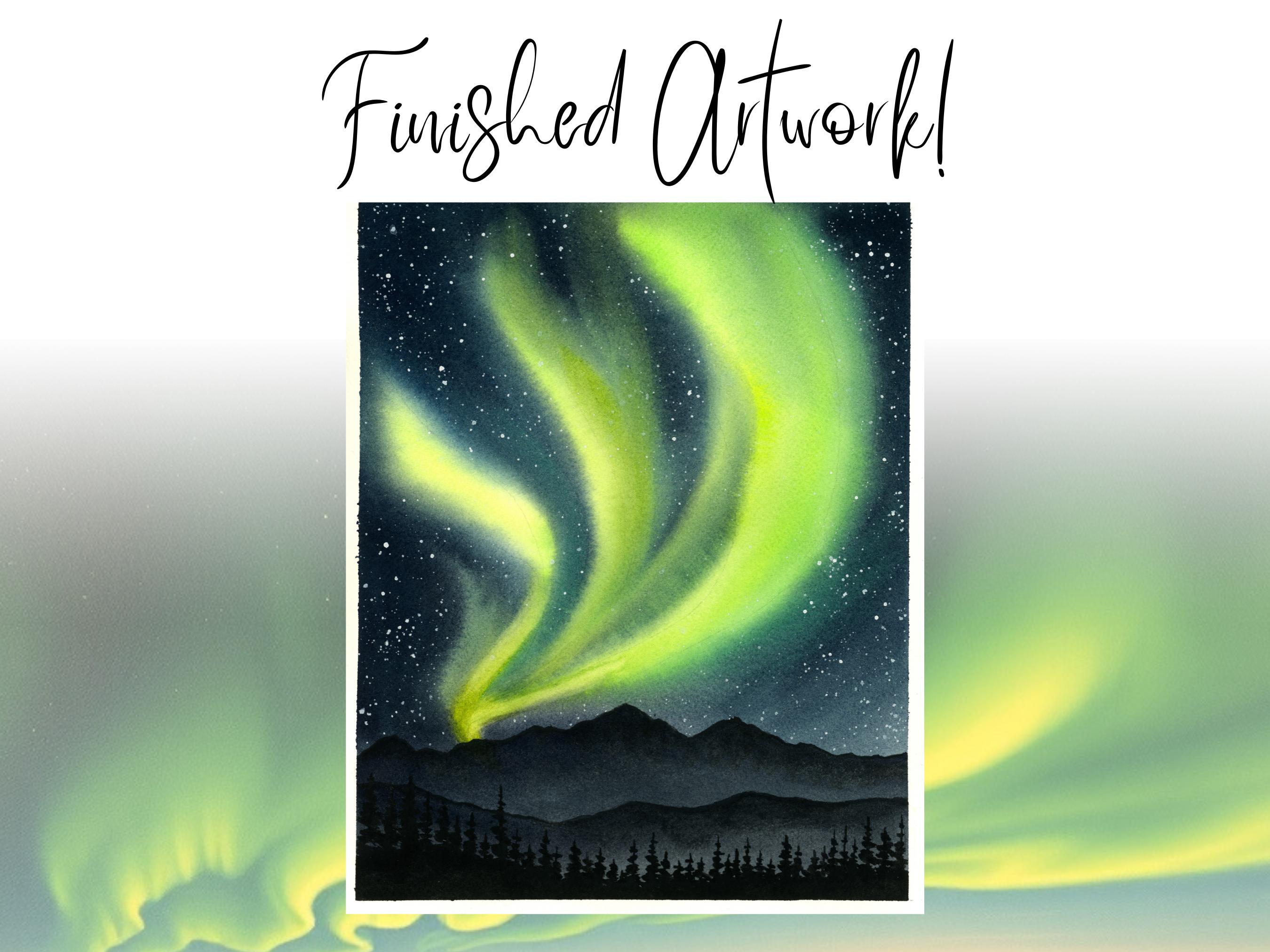 Northern Lights Aurora Borealis Drawing Outline PDF Digital Download ...