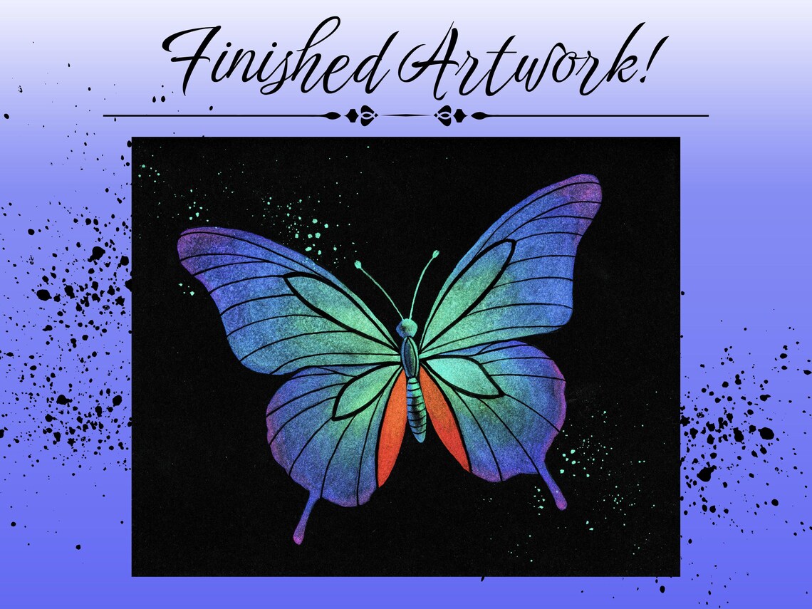 Metallic Butterfly Drawing Outline Template PDF Digital Printable ...