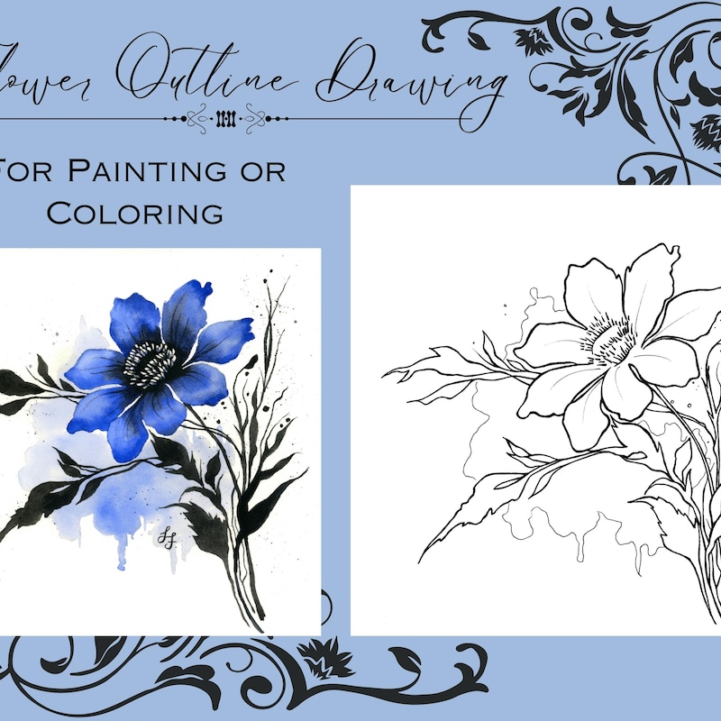 Black Watercolor Orchid - Etsy UK