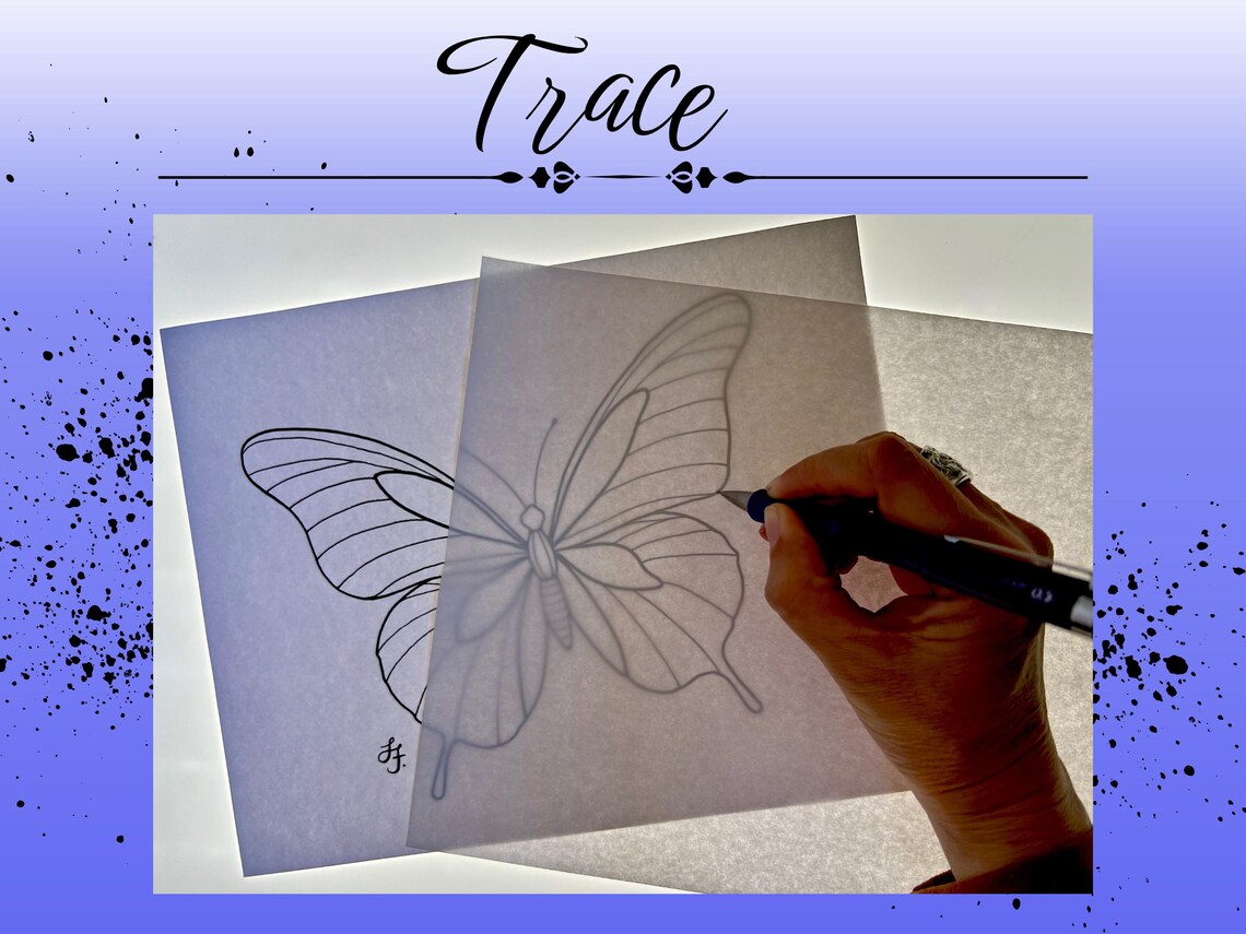 Metallic Butterfly Drawing Outline Template PDF Digital Printable ...