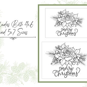 4x6 and 5x7 Christmas Rose Flower Arrangement Christmas Card Printable ...