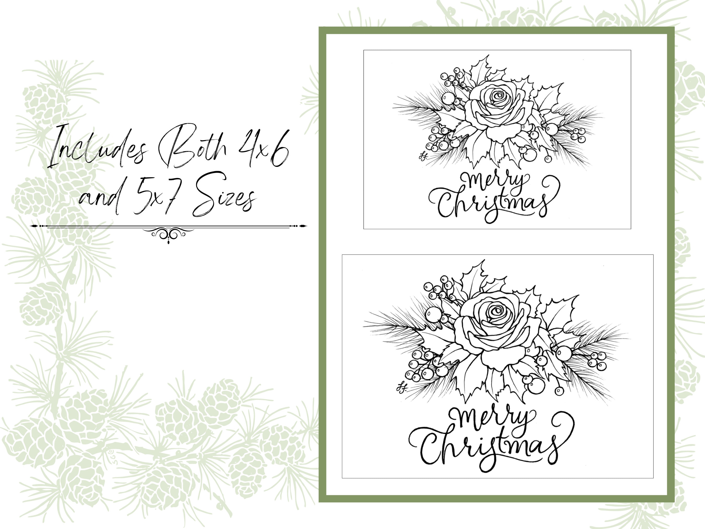 4x6 and 5x7 Christmas Rose Flower Arrangement Christmas Card Printable ...