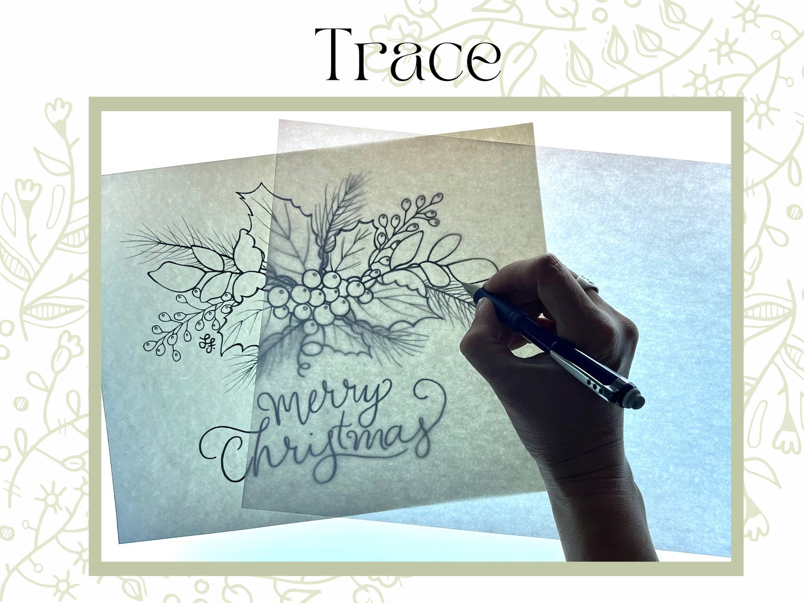 Christmas Card 4x6 AND 5x7 Drawing Outline DIY Digital PDF Download ...