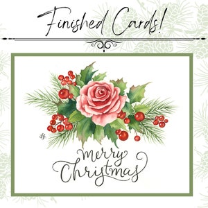 4x6 and 5x7 Christmas Rose Flower Arrangement Christmas Card Printable ...