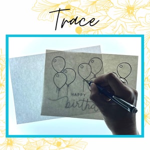 DIY Birthday Balloon Card 4x6 and 5x7 Traceable Outlines for Coloring ...