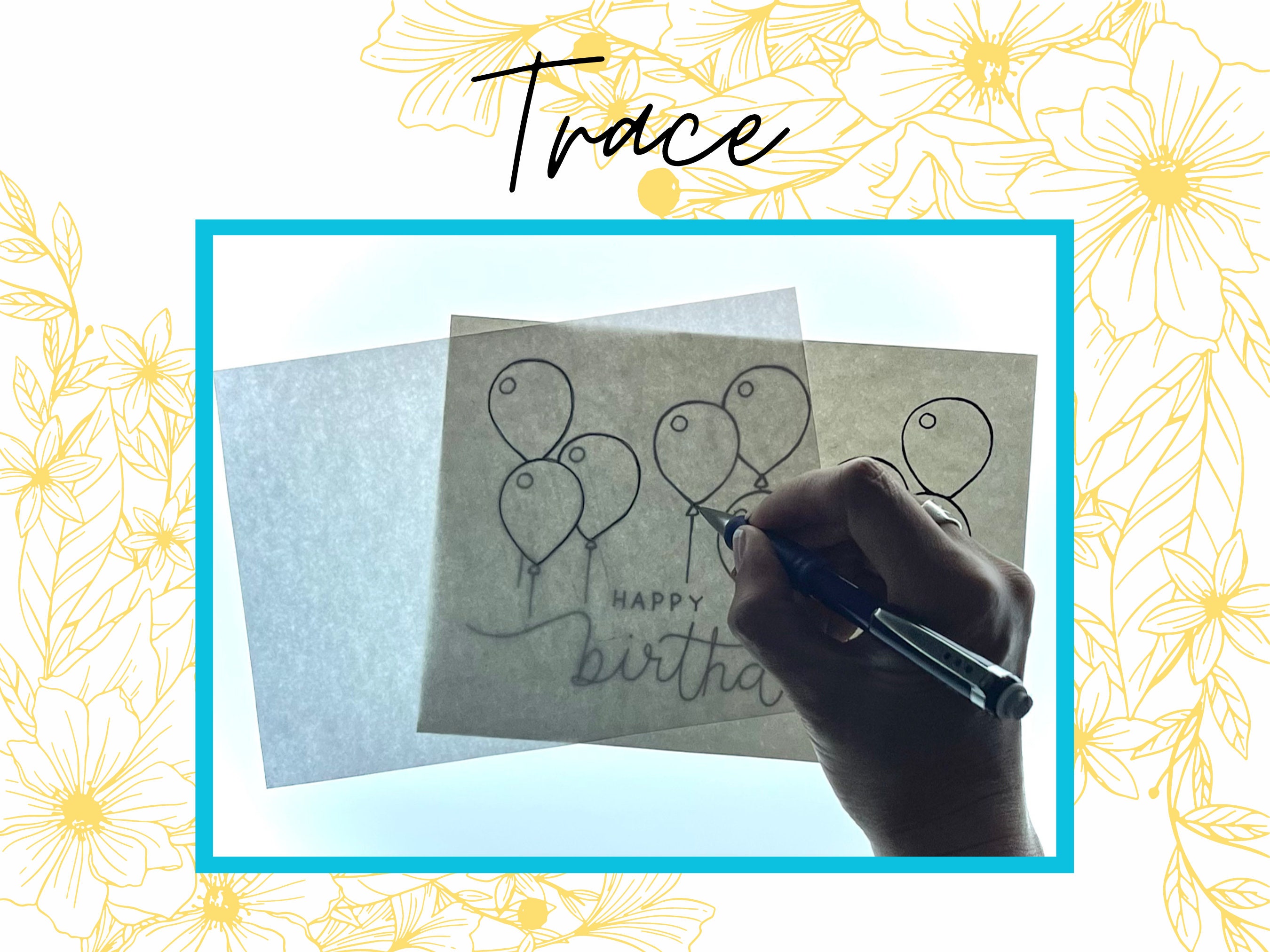 DIY Birthday Balloon Card 4x6 and 5x7 Traceable Outlines for Coloring ...