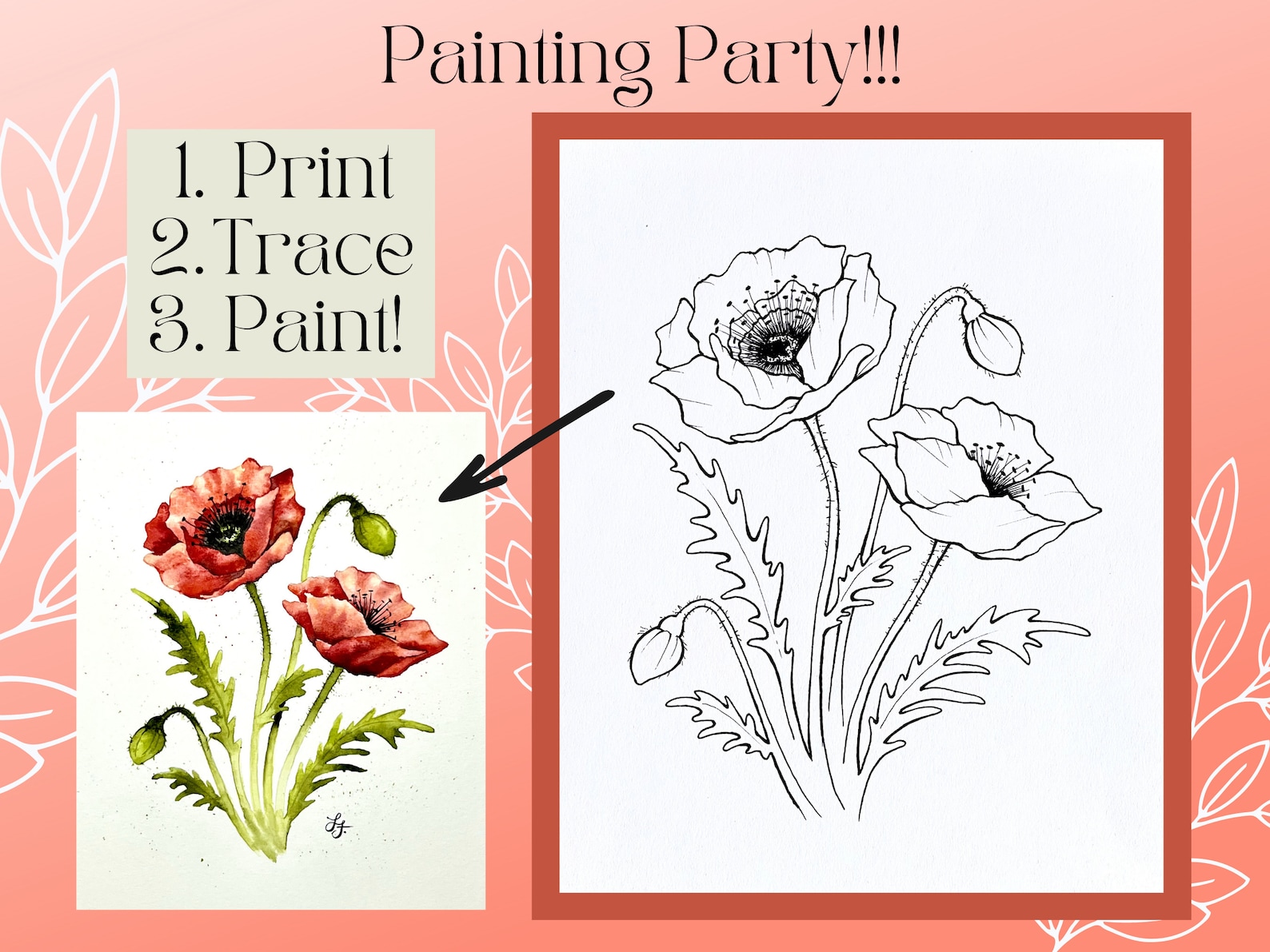 Poppy Flower Outline Drawing/digital PDF Printable! Download, Print ...
