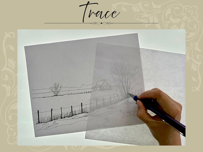 Barn Winter Landscape Drawing Outline PDF Digital Download Template for ...