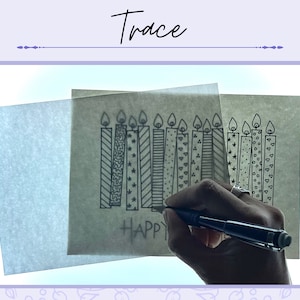 Candle Birthday Card Digital Printable Traceable Outline for Coloring ...