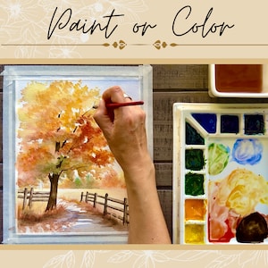 Autumn Tree Landscape Printable Outline Traceable Template for Drawing ...