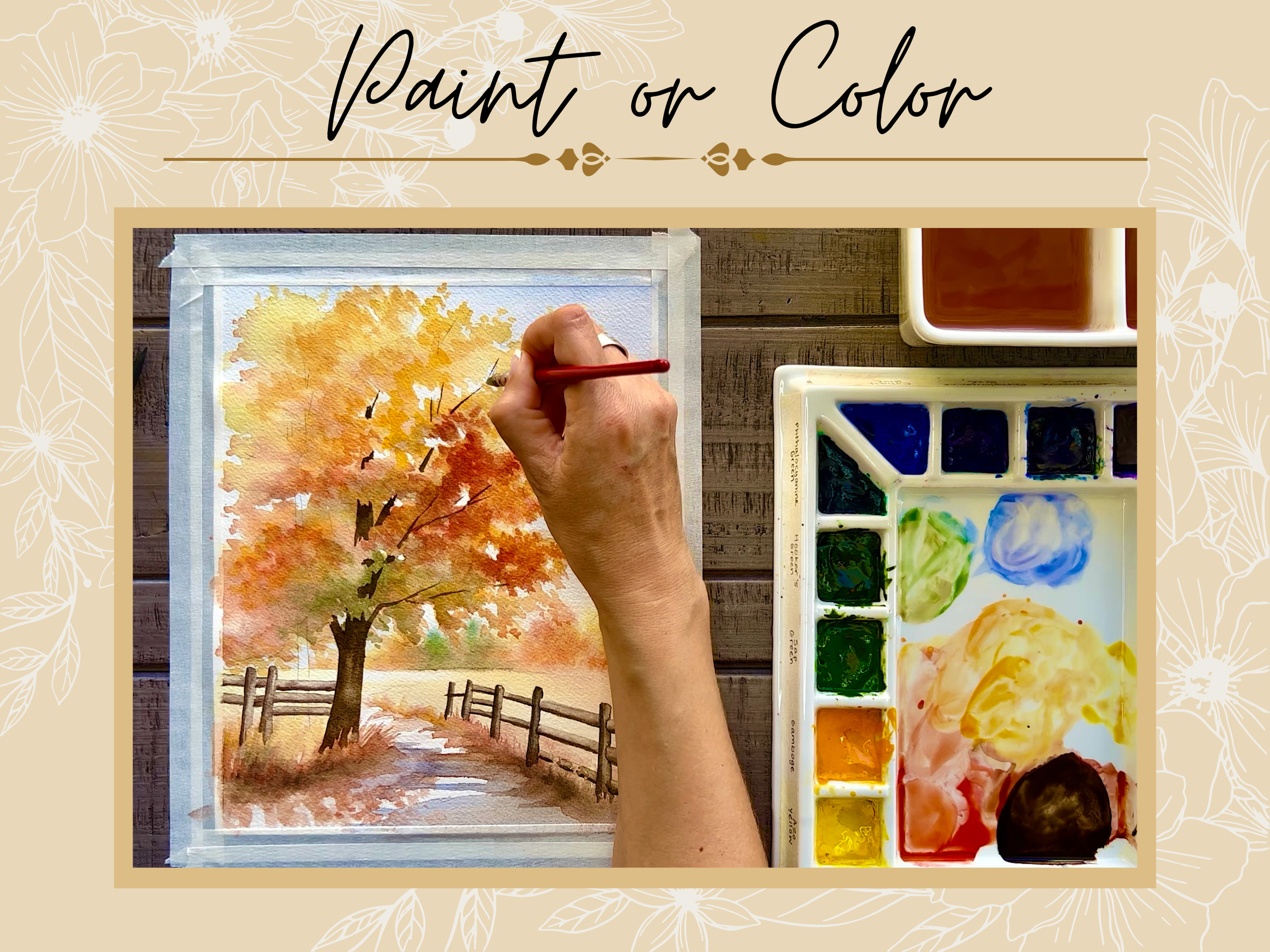 Autumn Tree Landscape Printable Outline Traceable Template for Drawing ...