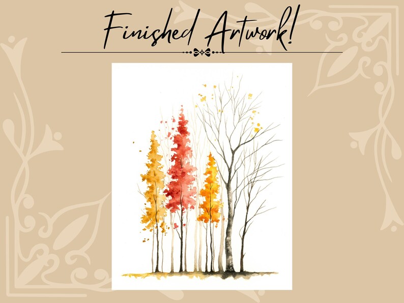 Autumn Tree Landscape Drawing Outline PDF Digital Download Traceable ...