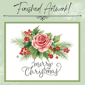 Rose Flower Berry Christmas Printable Traceable PDF Outline for ...