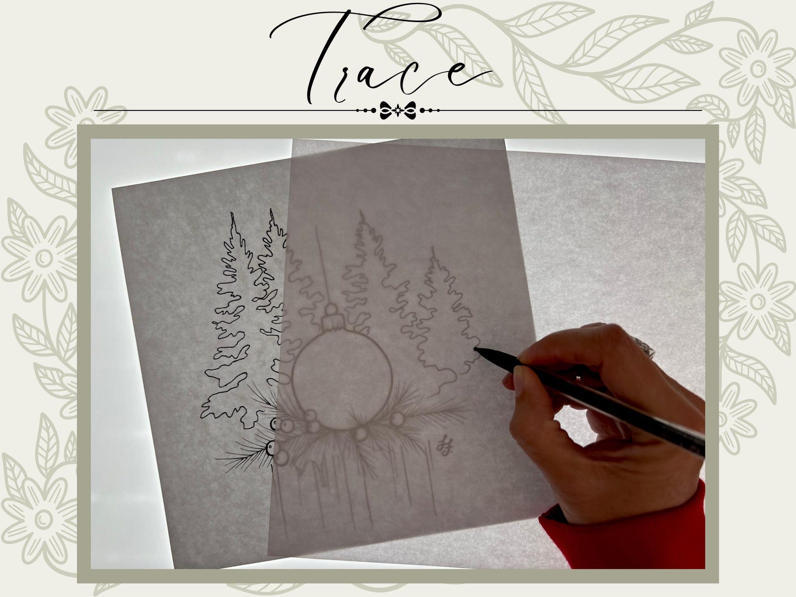 4x6 AND 5x7 Christmas Card Drawing Template/outline Digital Download ...