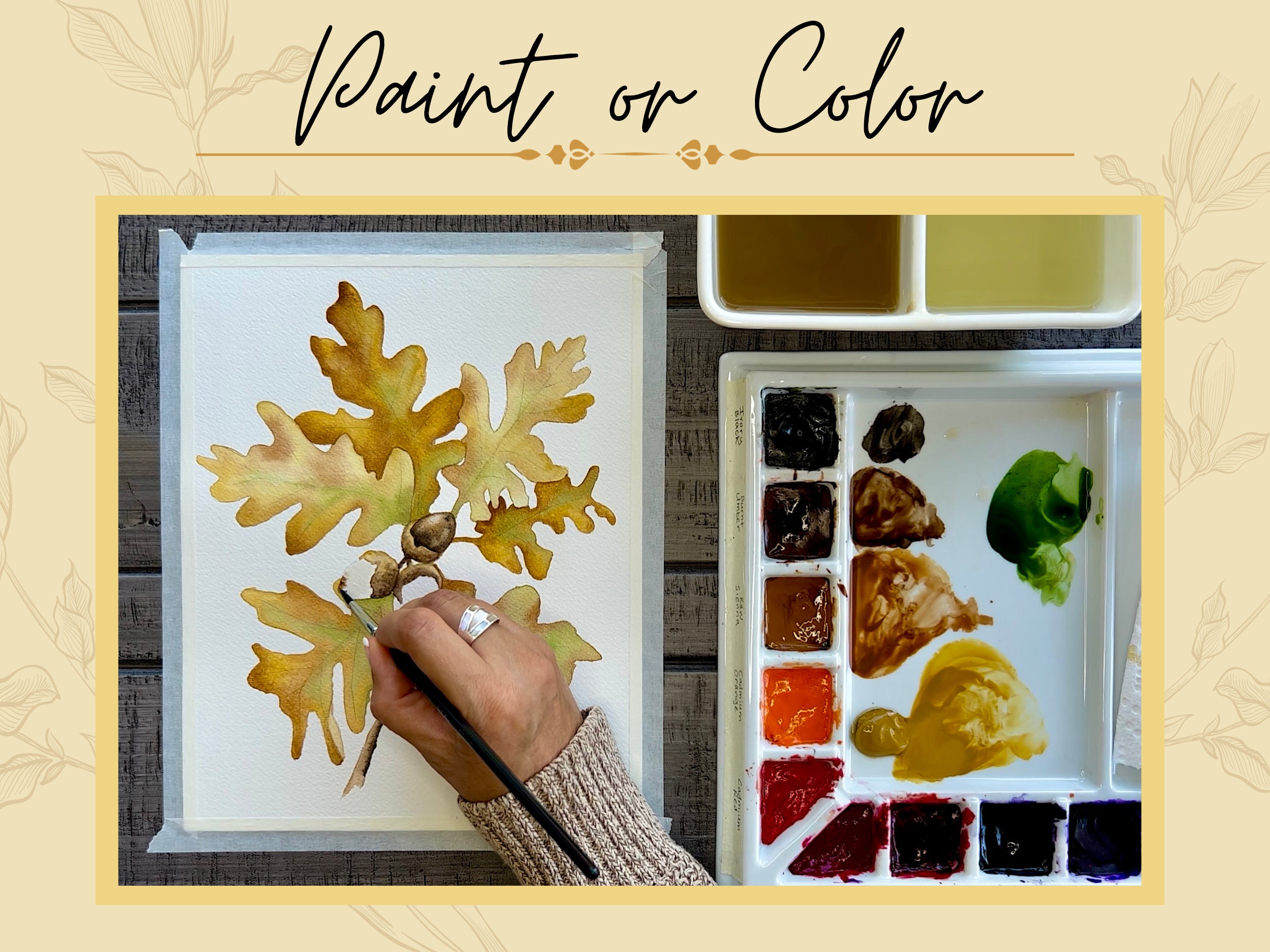 Autumn Leaf Acorn 8x10 Digital Outline Coloring Page Printable Download ...