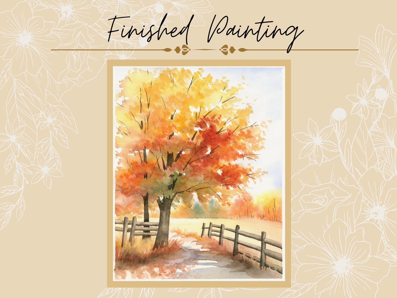 Autumn Tree Landscape Printable Outline Traceable Template for Drawing ...
