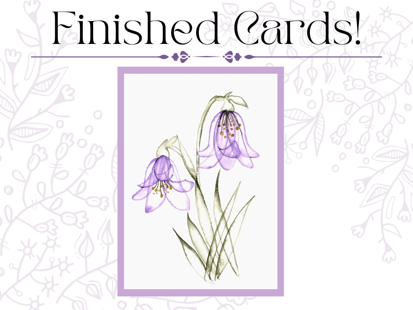 4x6 AND 5x7 Card Size Outline Drawing of Bluebell Flowers Digital ...