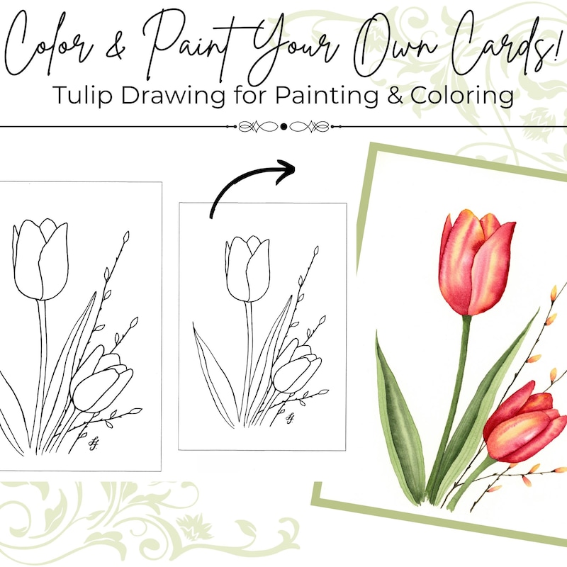 Tulip Card Template - Etsy