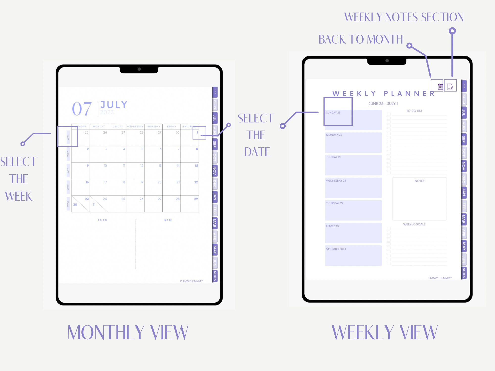 Academic Digital Planner 2023 - 2024 (taro Milk Tea Color) - Etsy