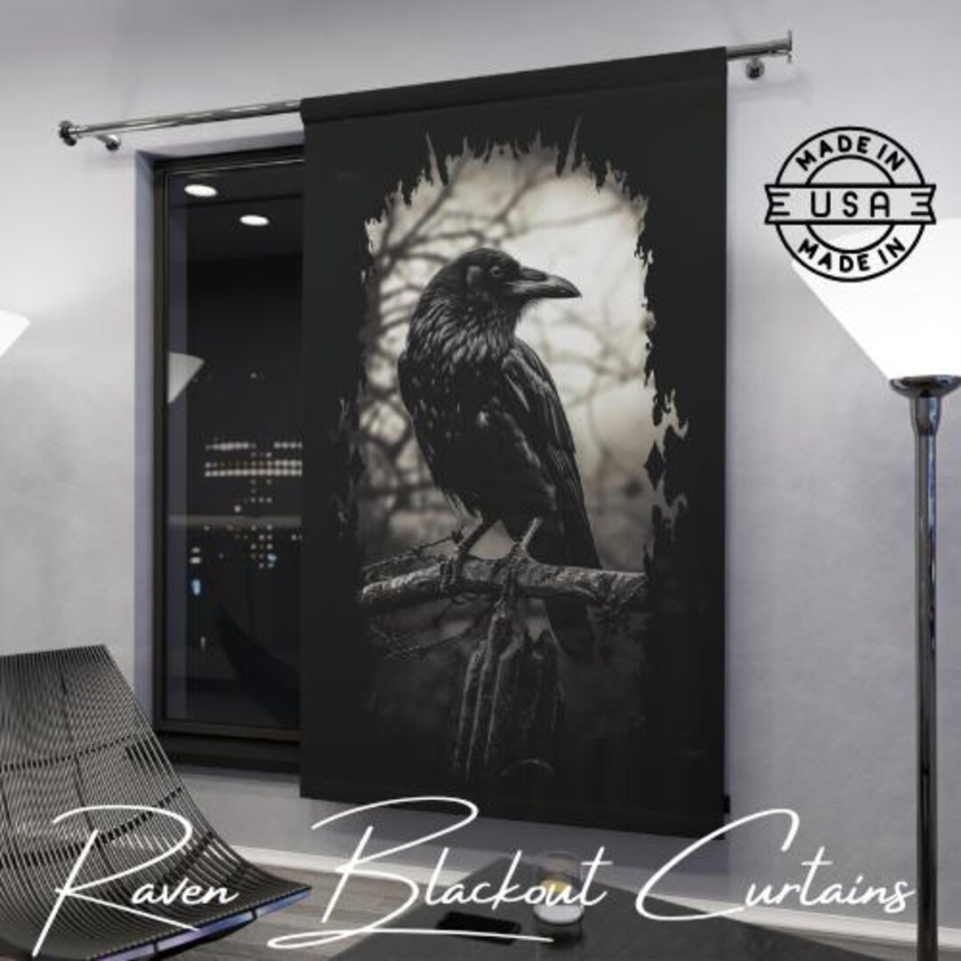 Raven Curtain - Gothic Home Decor, Blackout Window Curtains, Halloween ...
